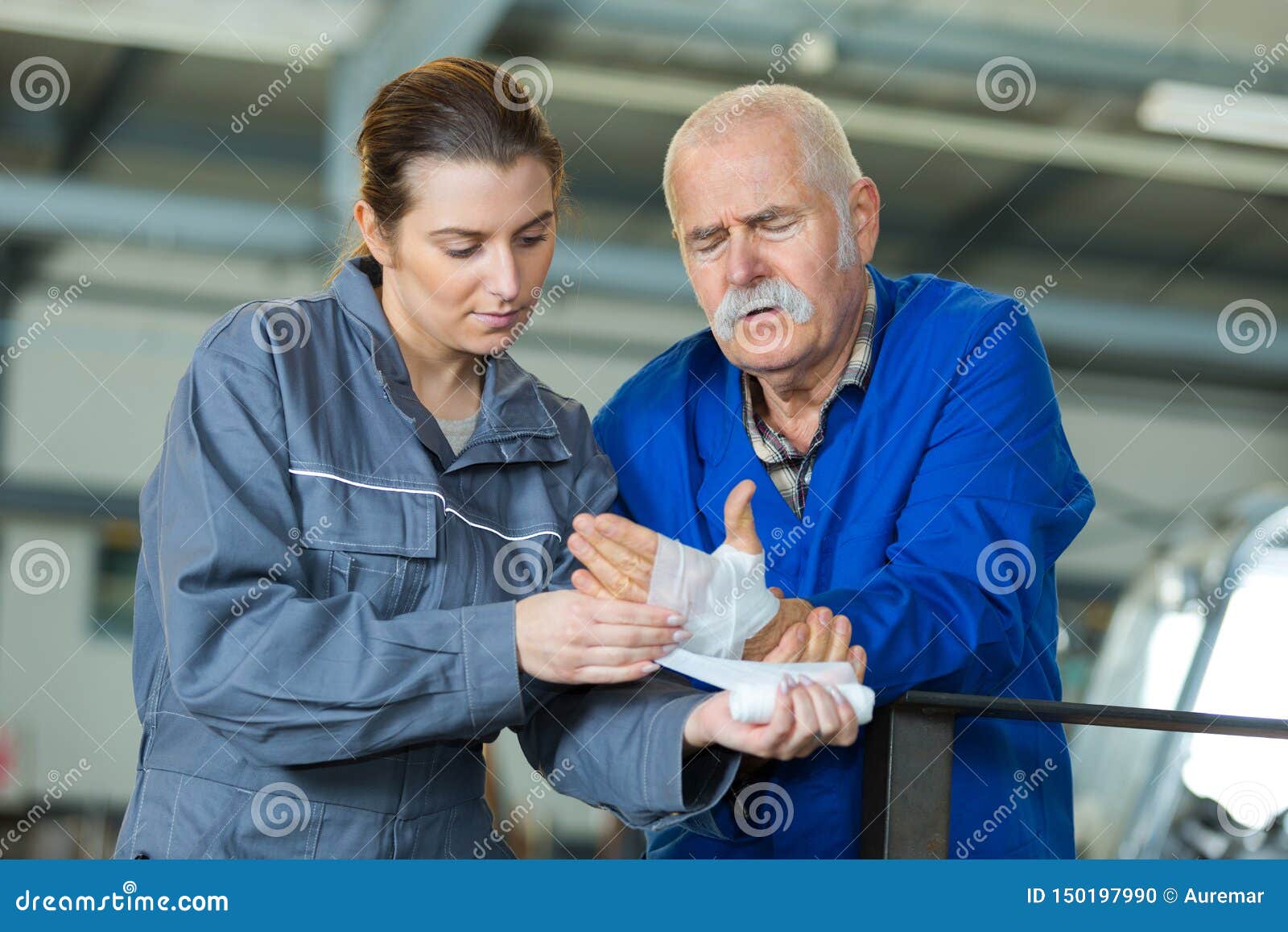 Colleague Rushing To Help Injured Worker Stock Photo - Image of wrap ...