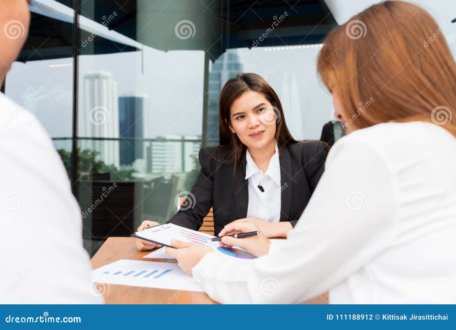 Colleague Talking or Explain about Their Work To Each Other Stock Photo ...