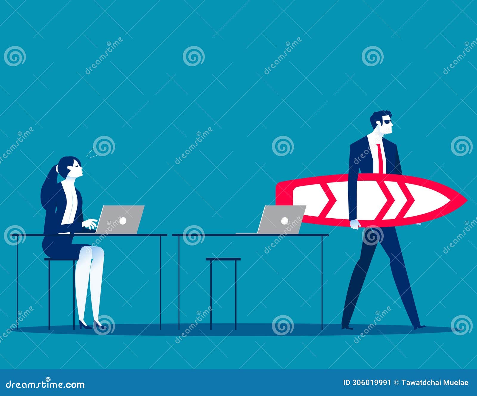 ColleagueLeave Office Things and Stop Working. a Day Off Vector Concept ...