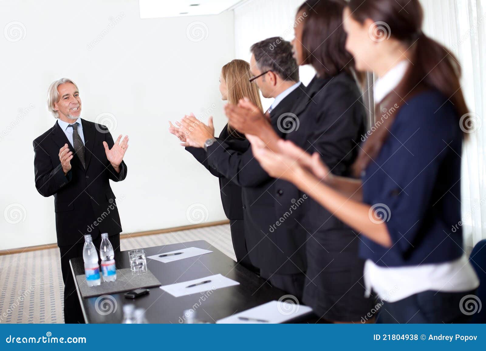 Colleagues Applauding and Congratulating Stock Photo - Image of pretty ...
