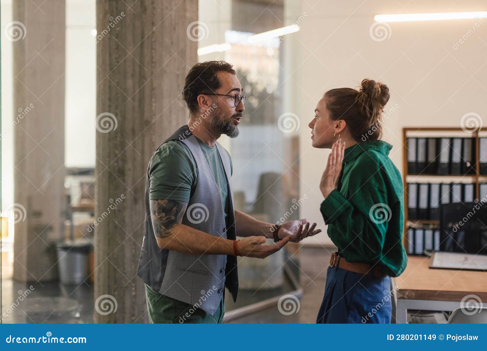 Colleagues Arguing in Office, Problems at Work. Stock Image - Image of ...