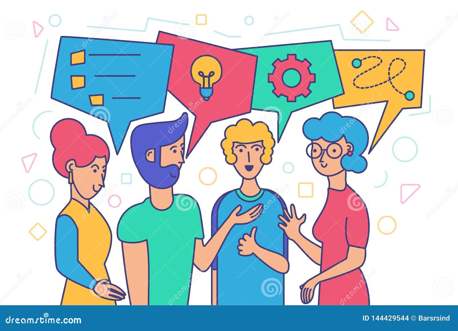 Colleagues Brainstorm Hand Drawn Illustration Stock Vector ...