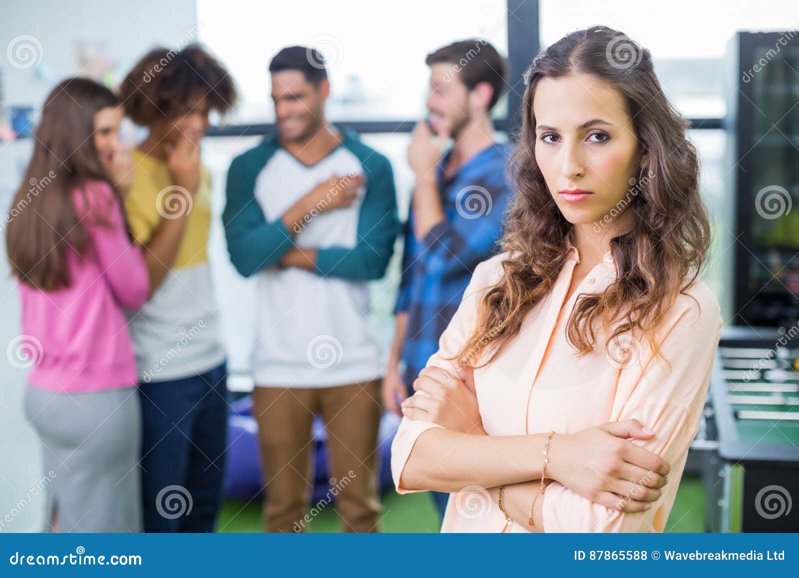 Colleagues Bullying a Sad Female Executive Stock Photo - Image of ...