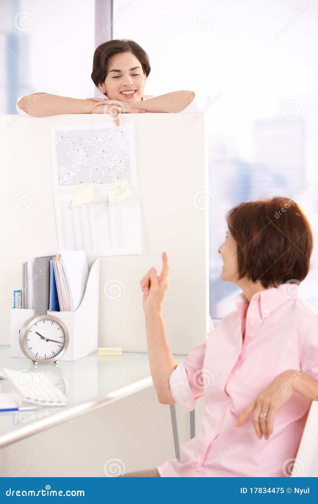 Colleagues Chatting at Work Stock Image - Image of bright ...