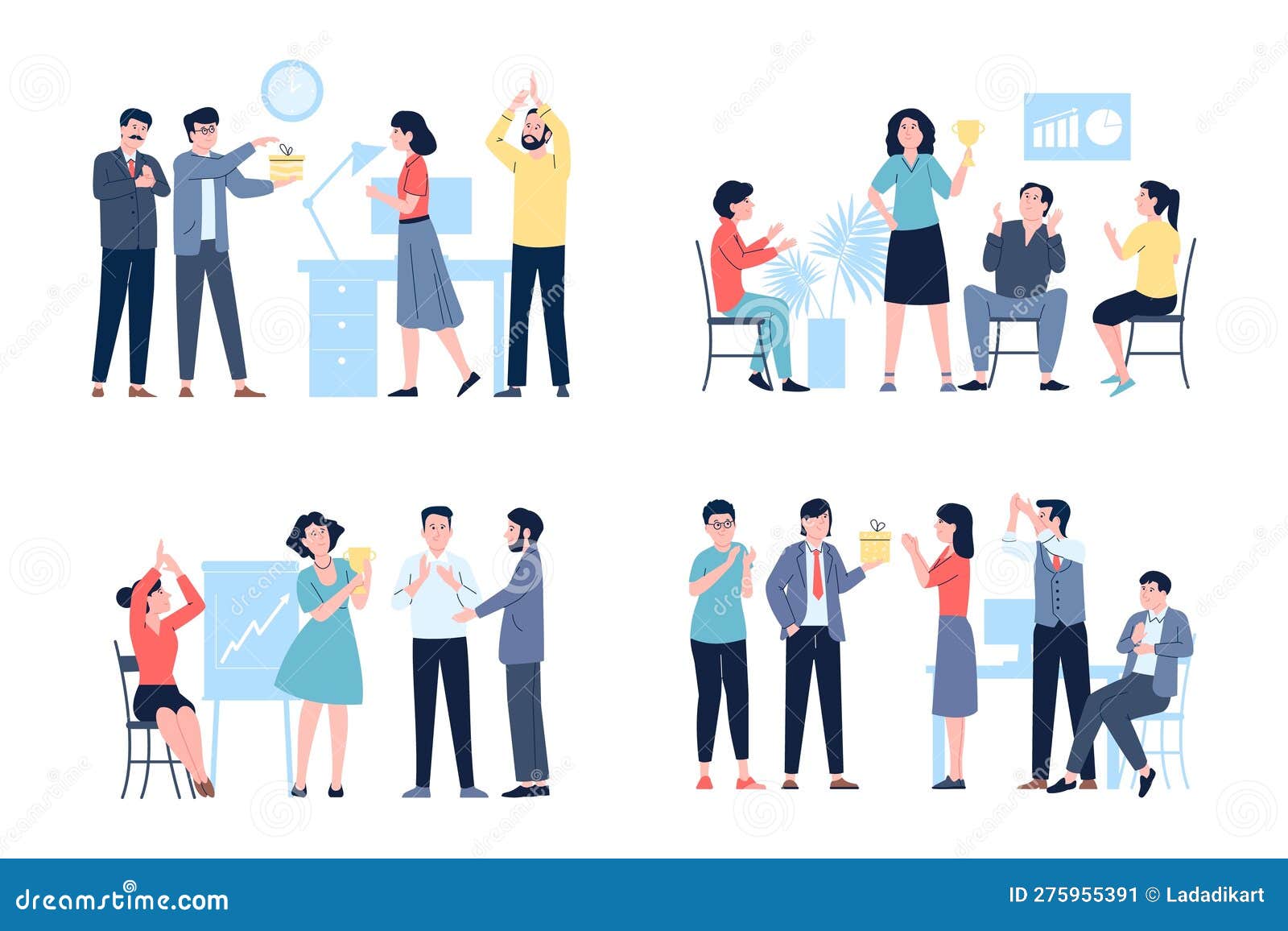 Colleagues Clapping. Thankful Business People, Man Woman Support ...