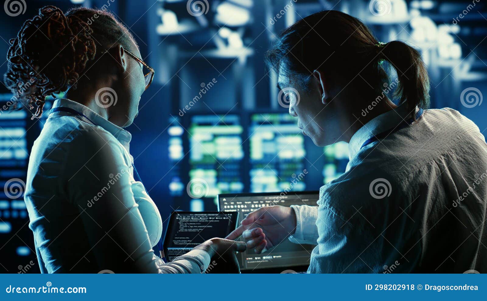 Colleagues Coding in Data Center Stock Photo - Image of storing, network: 298202918