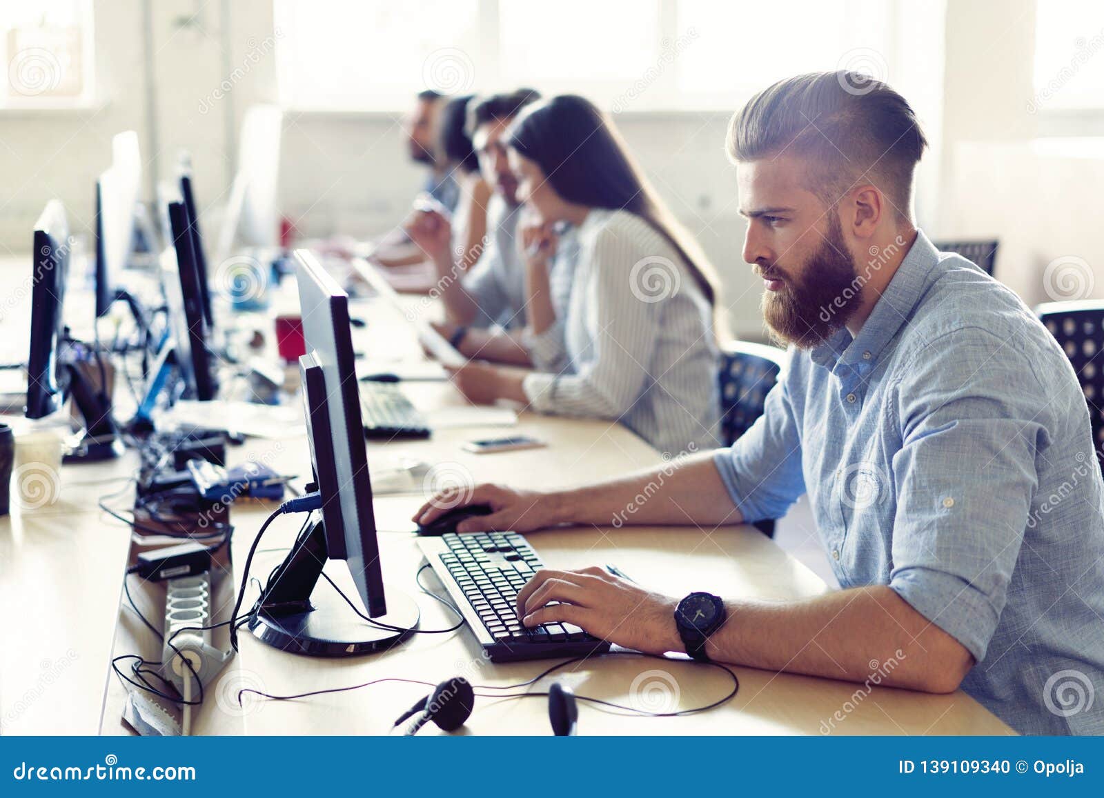 Colleagues are Concentrated on Their Work, Finding the Solutions of ...