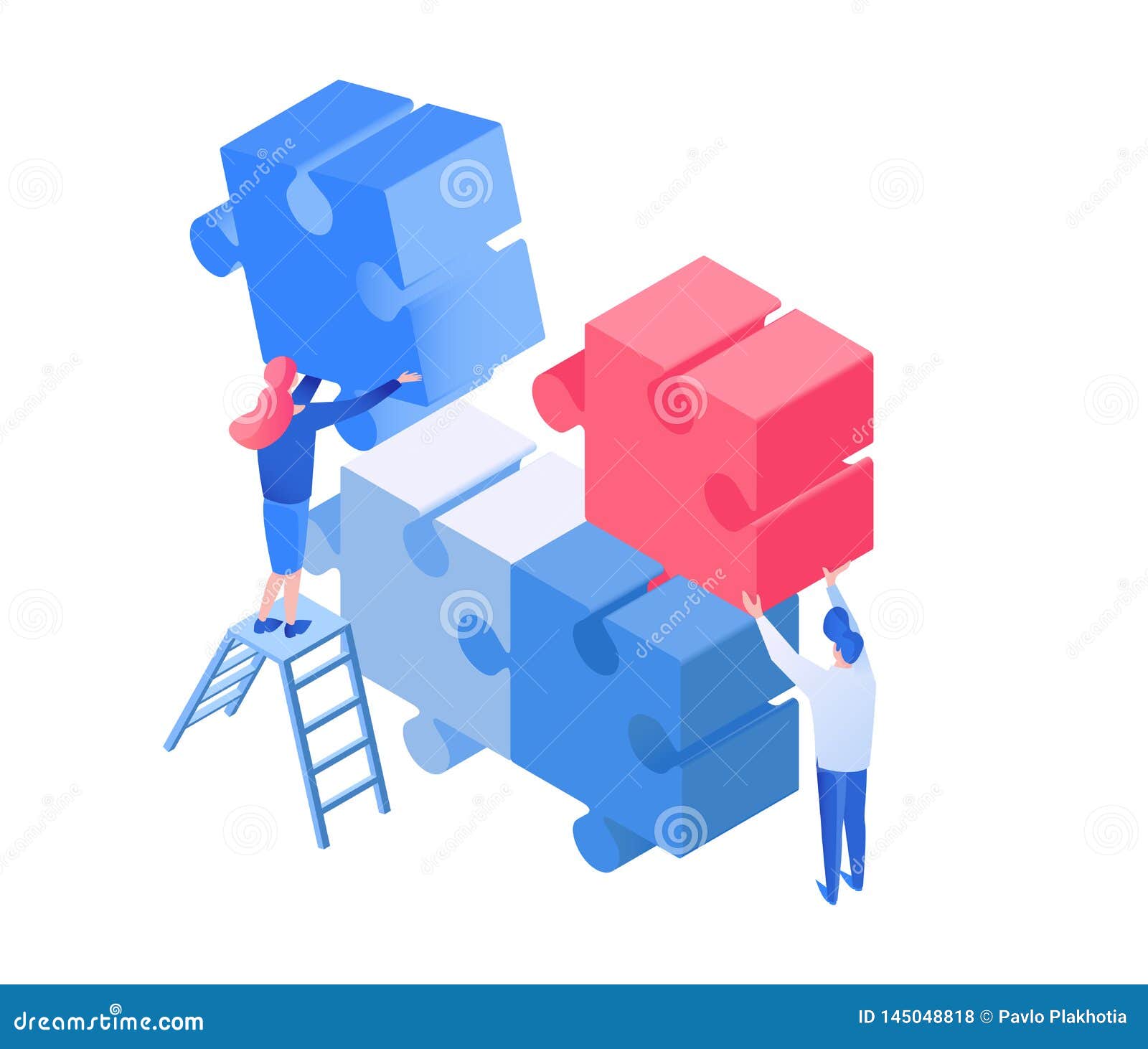Colleagues Coworking, Team Working Isometric Illustration Stock Vector ...