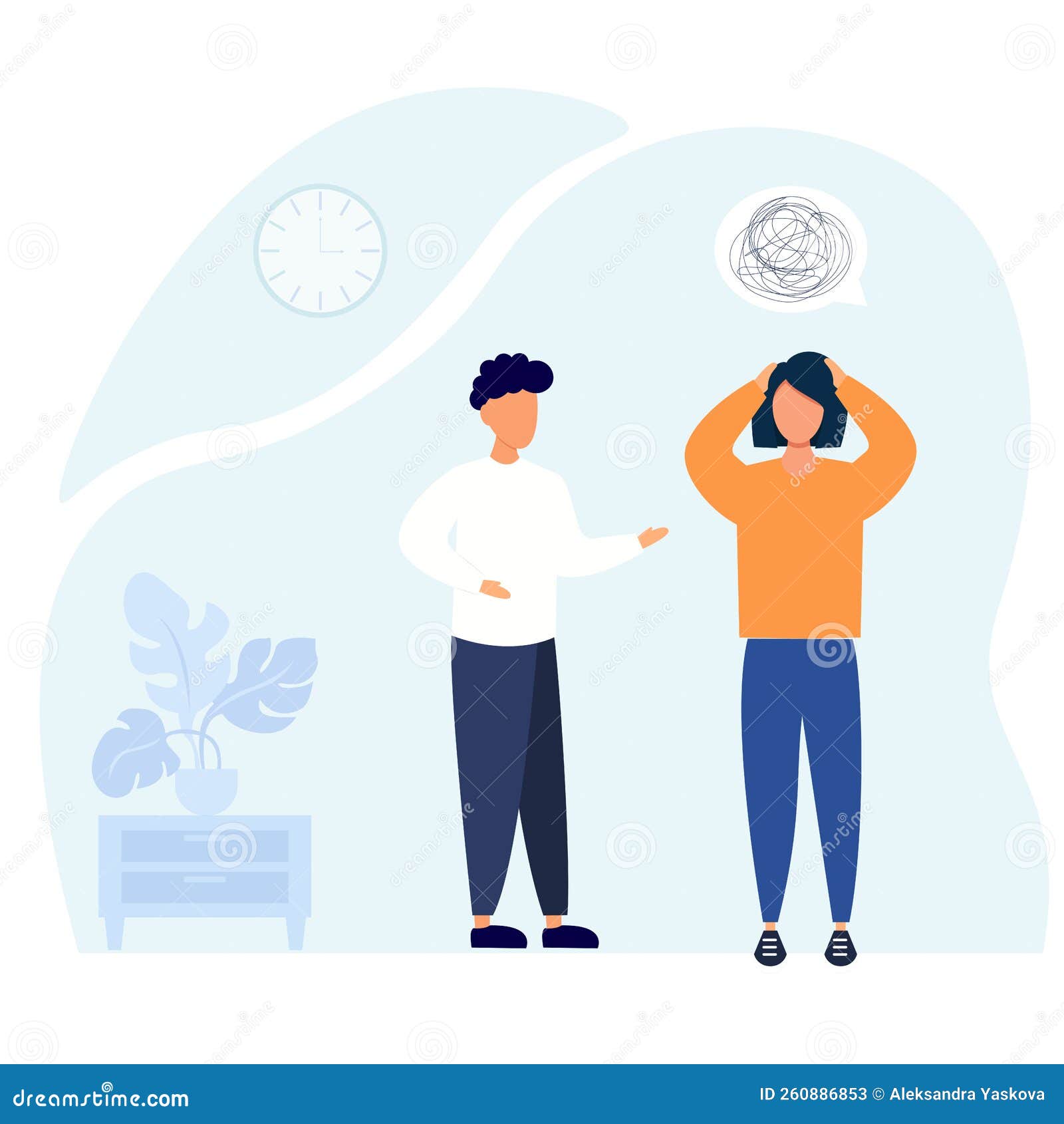 Colleagues Discuss Problems. Man Explaining Young Woman Stock Vector ...