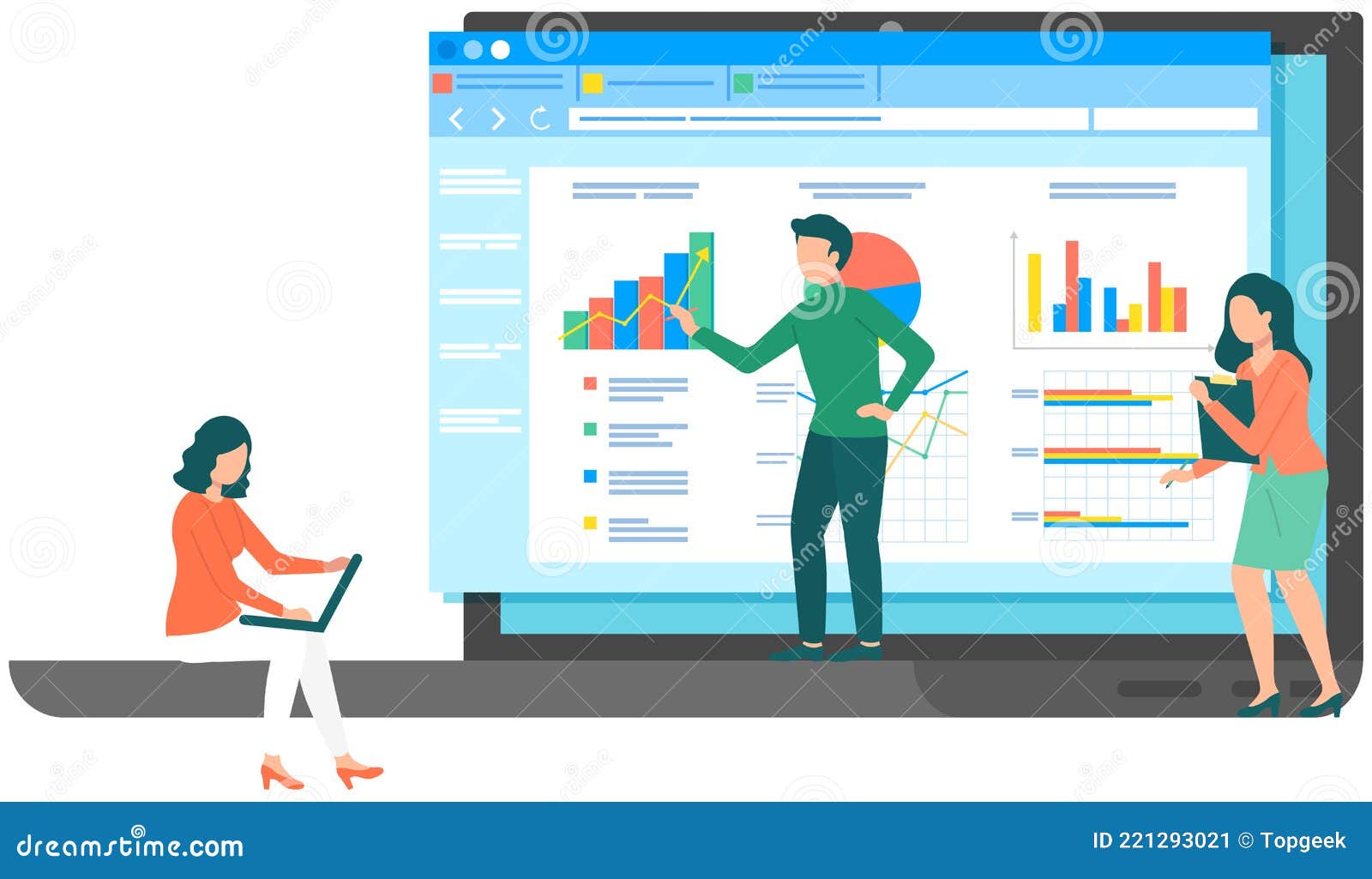 Colleagues Discussing Financial Statistical Chart Analytics. Employees ...