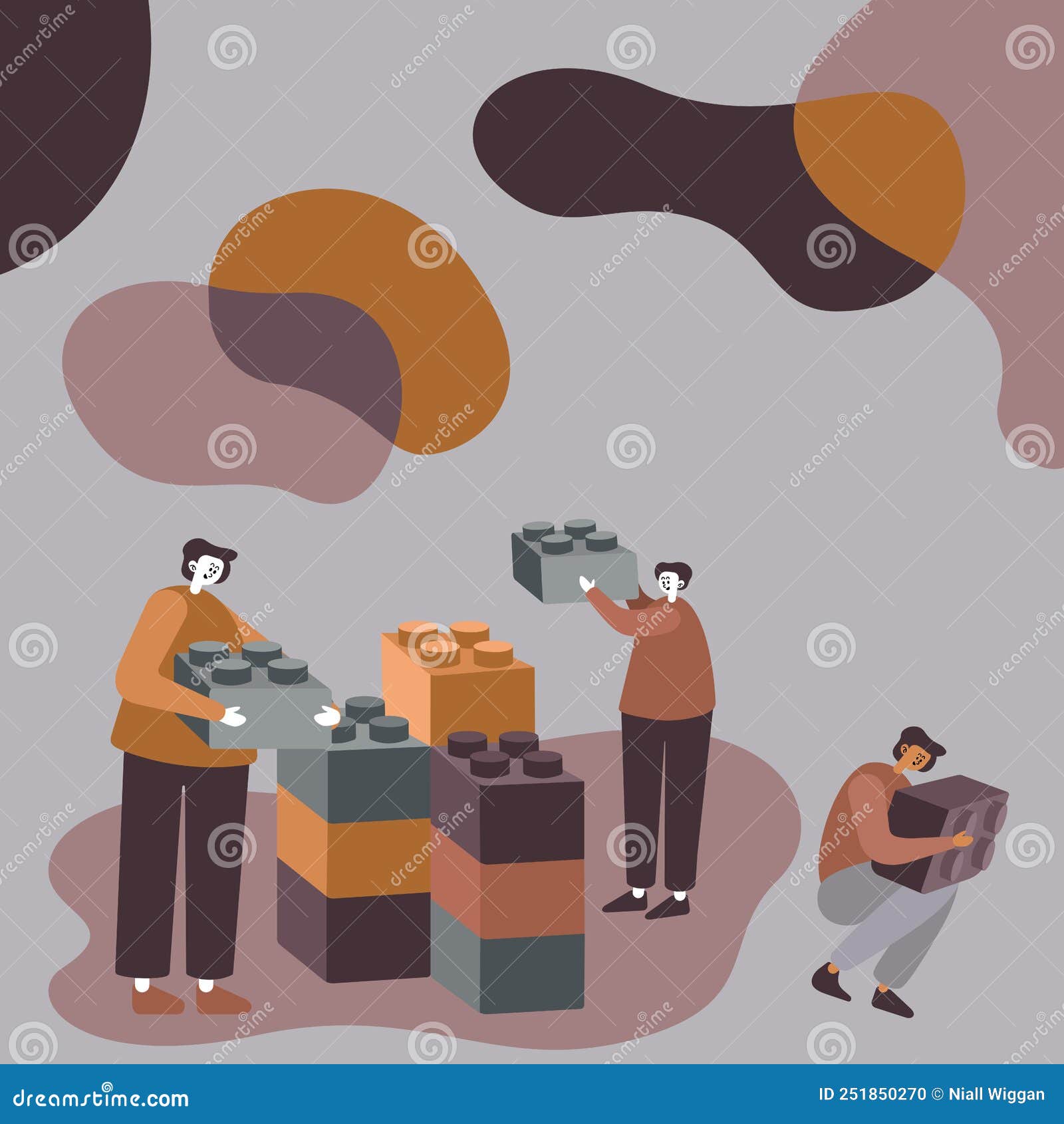 Three Colleagues Having Meeting Displaying Cube Representing Teamwork ...