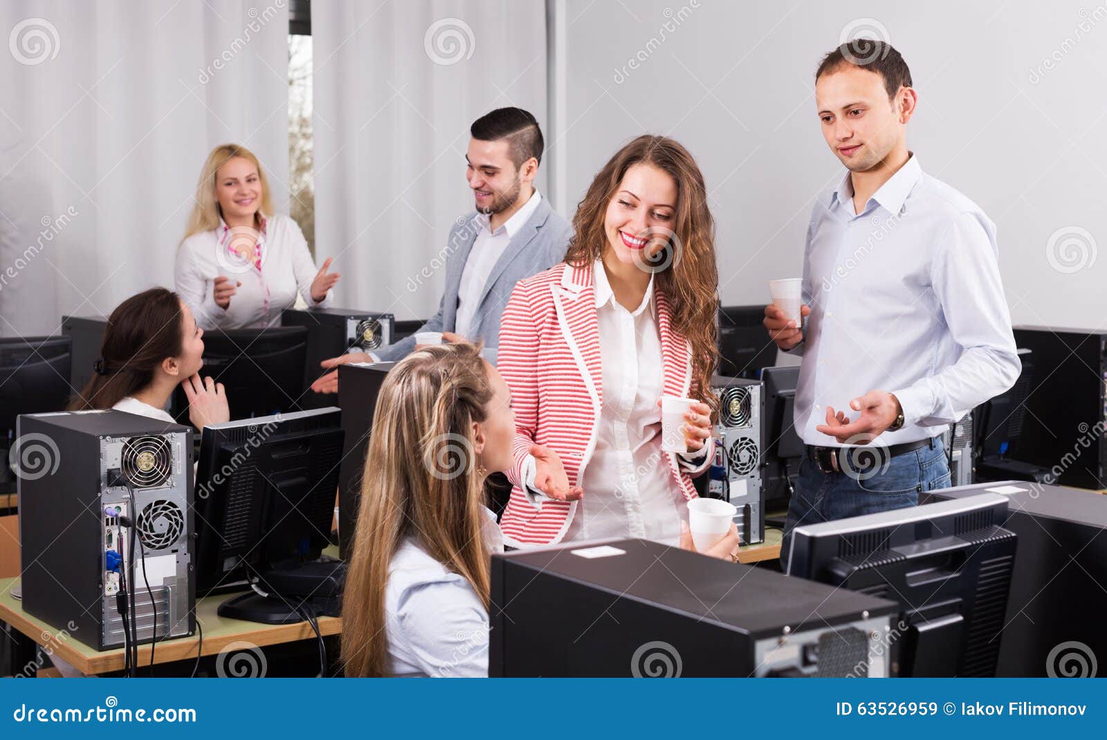 Colleagues Drinking Champagne at Office Stock Image - Image of inside ...