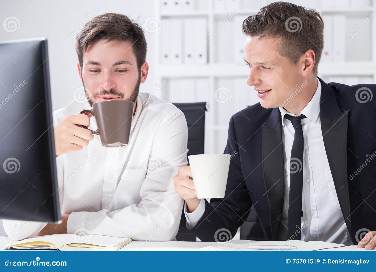 Colleagues drinking coffee stock image. Image of coffee - 75701519