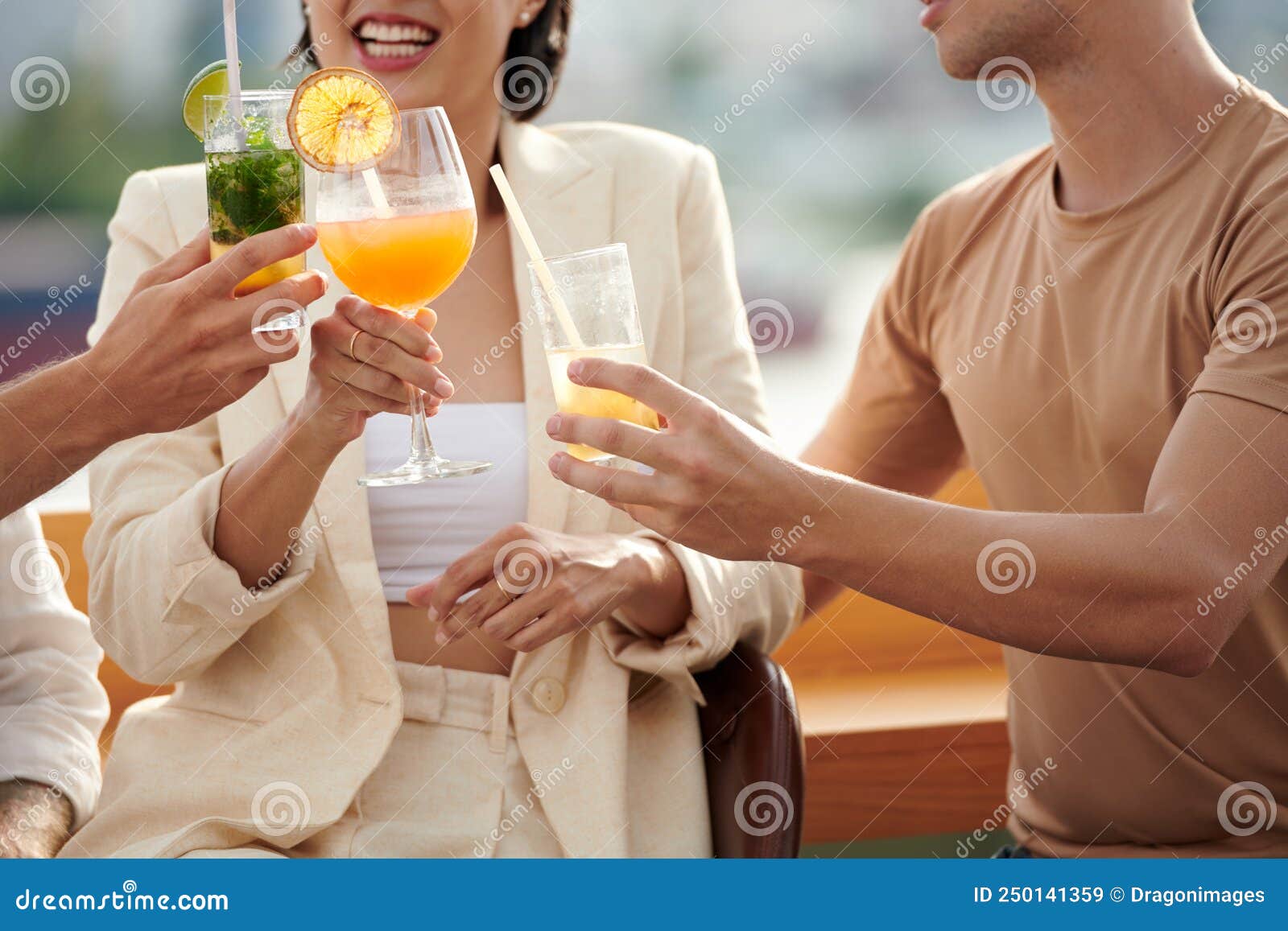 Colleagues Drinking at Rooftop Party Stock Image - Image of outdoor ...