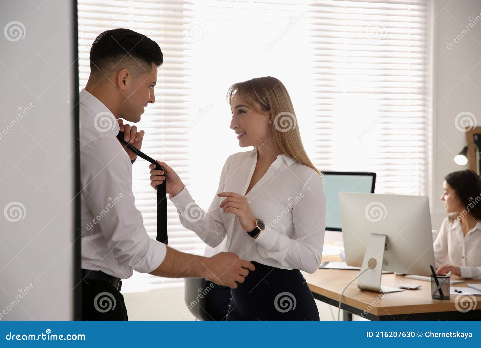 Colleagues Flirting with Each Other in Office Stock Photo - Image of ...