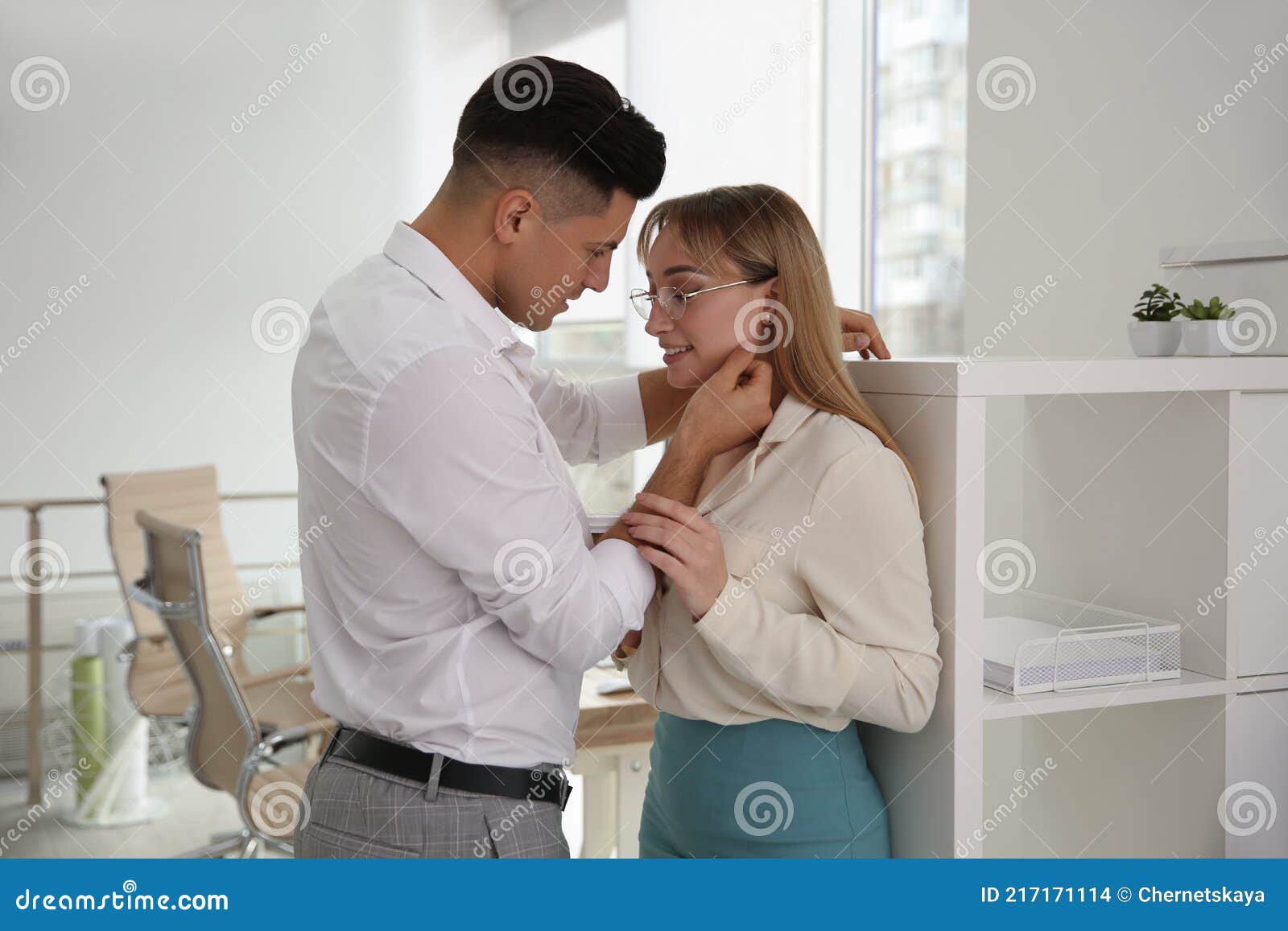 Colleagues Flirting with Each Other in Office Stock Photo - Image of ...