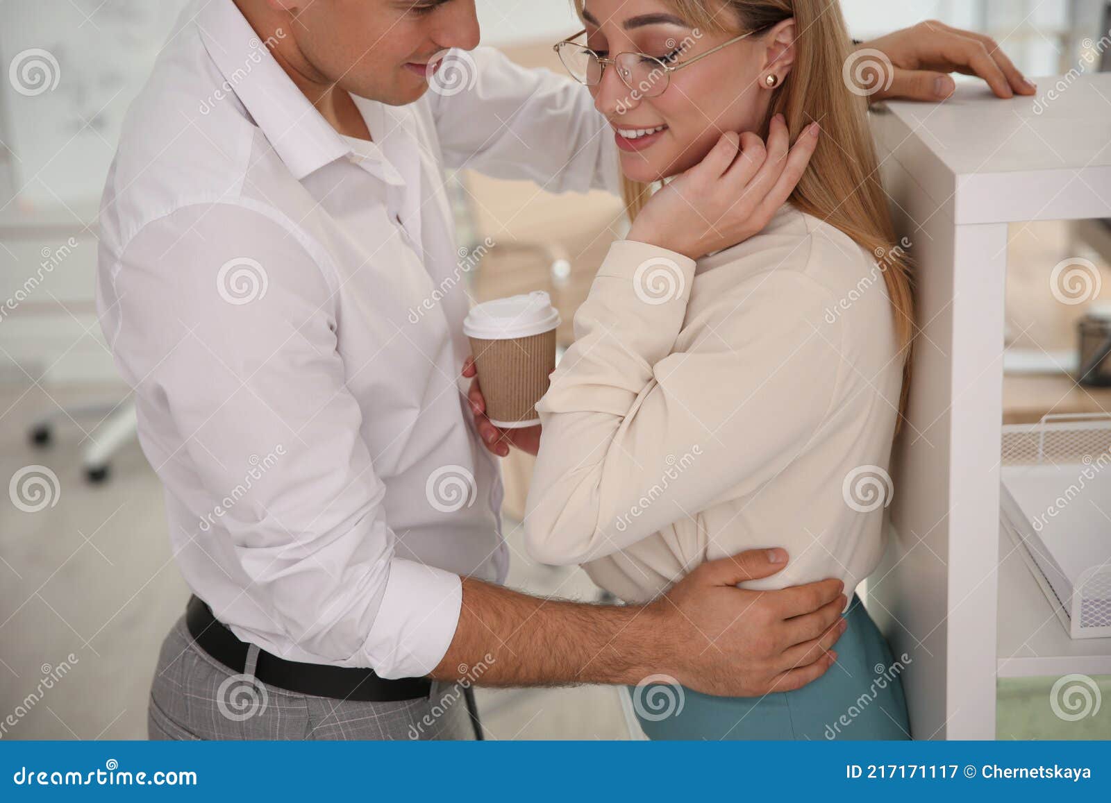 Colleagues Flirting with Each Other in Office Stock Image - Image of ...