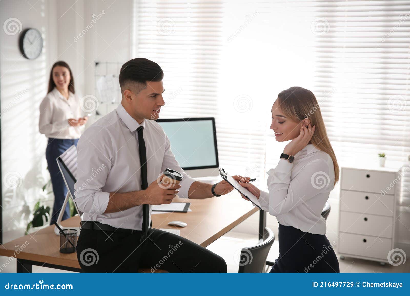 Colleagues Flirting with Each Other during Work in Office Stock Image ...