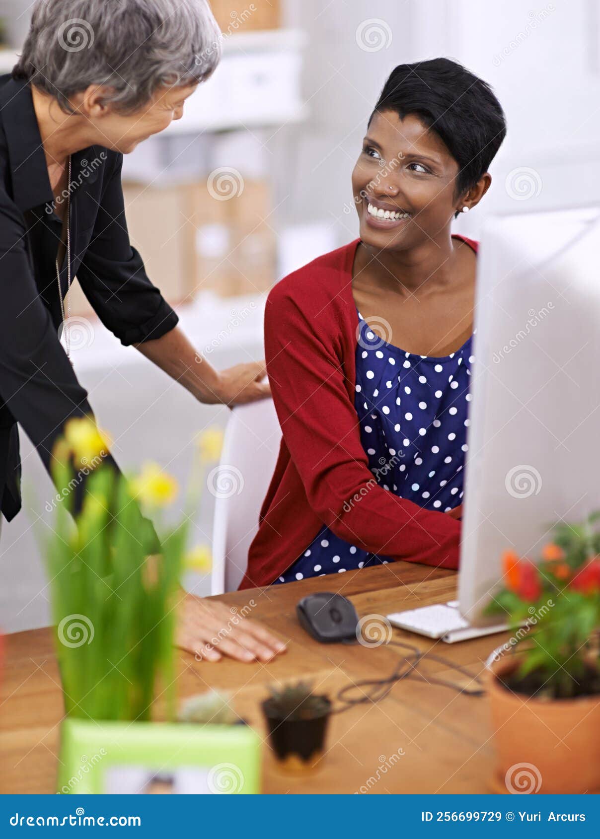 Colleagues and Friends. Two Female Colleagues Having a Friendly Work ...