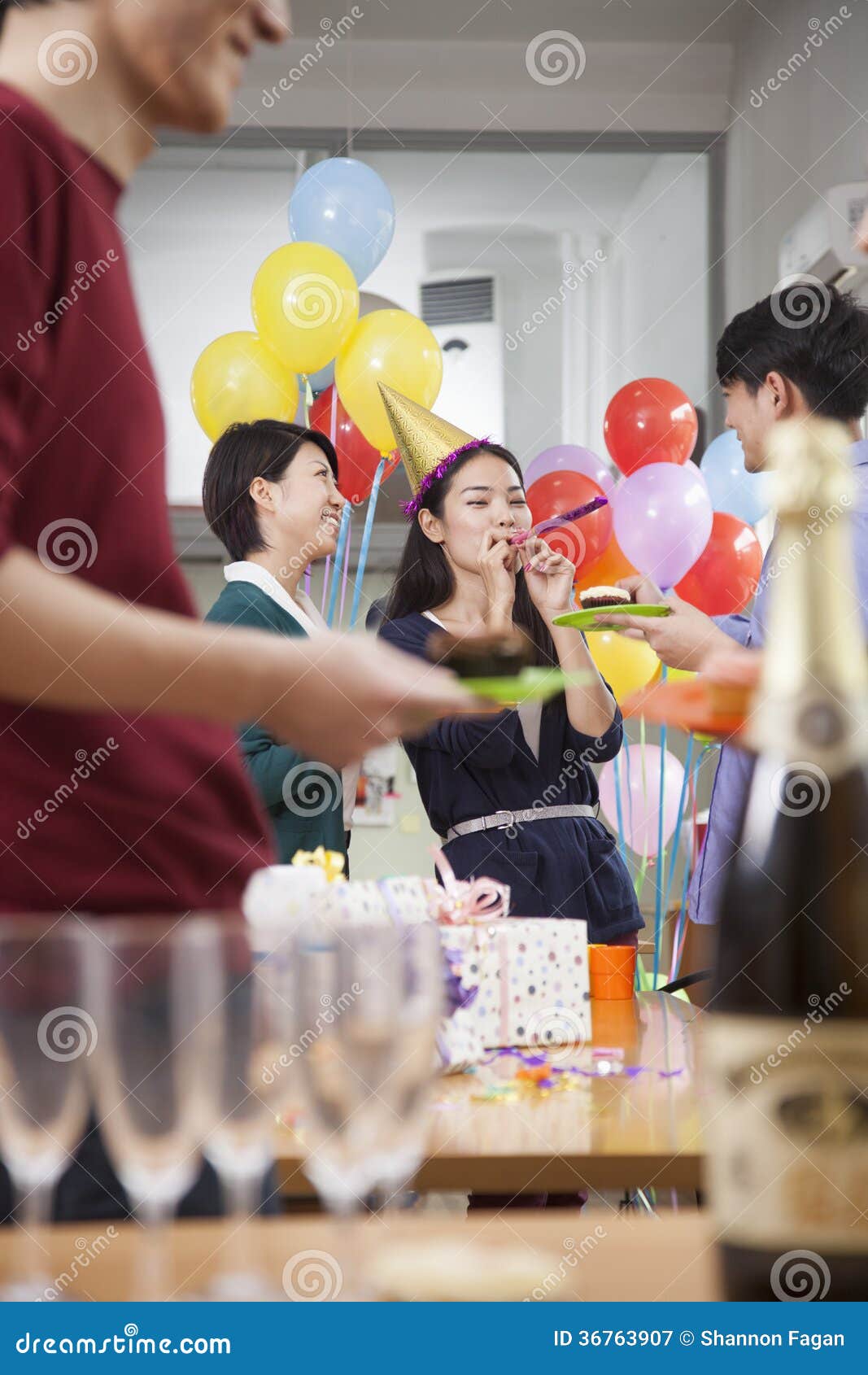 Colleagues Having Fun at Office Party Stock Image - Image of black ...