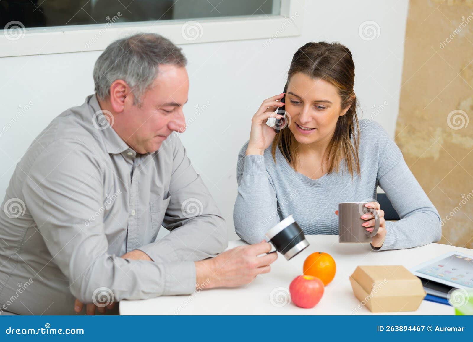 Colleagues Having Lunch in Office Stock Image - Image of team, person ...
