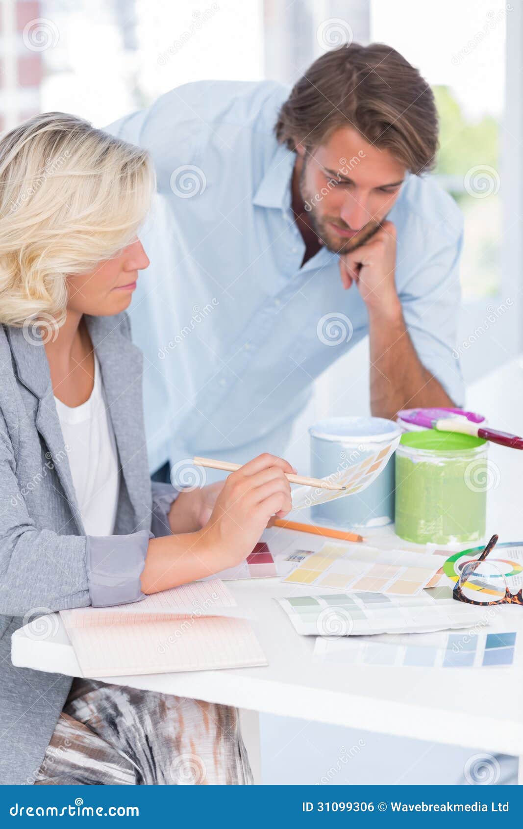 Colleagues of Interior Design Working Together on Colour Charts Stock ...