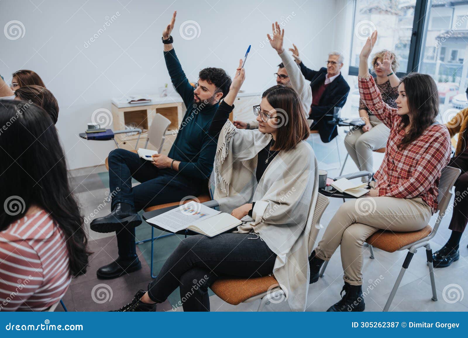Colleagues, Learners Participating Training Session, Sitting in Chairs ...