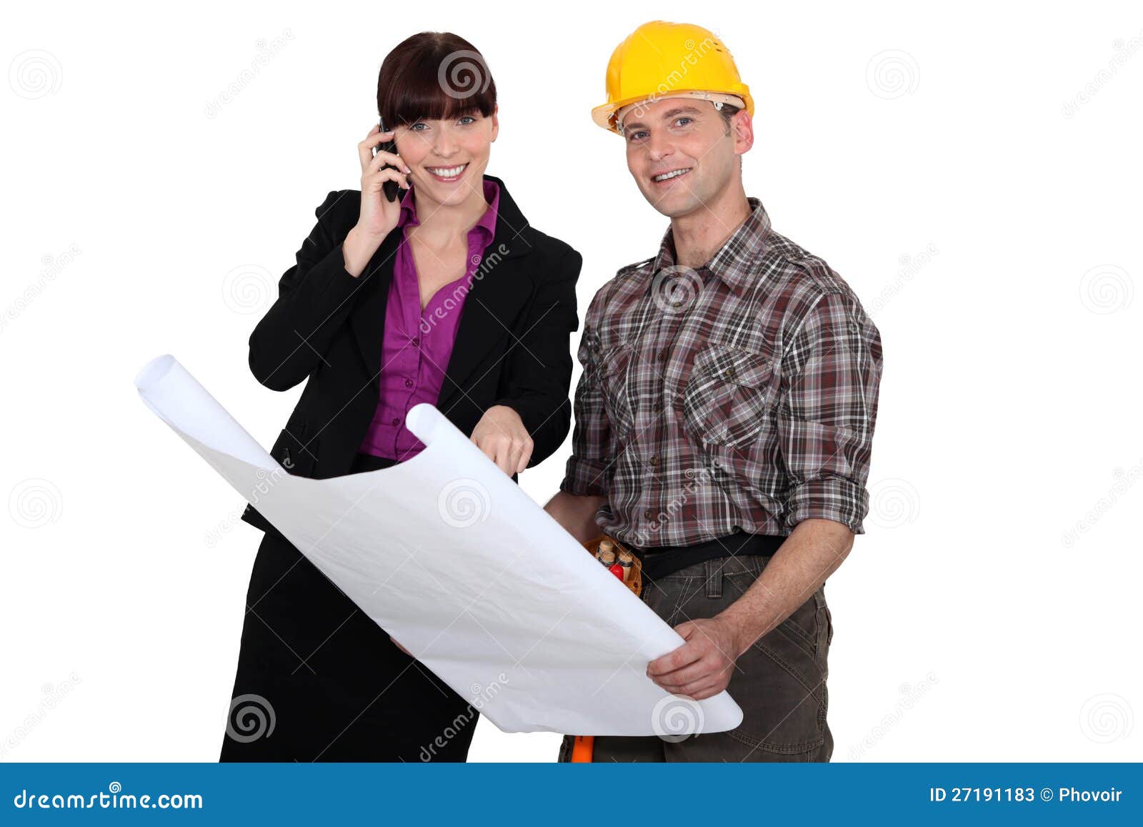 Colleagues Looking at Design Plans Stock Image - Image of architect ...