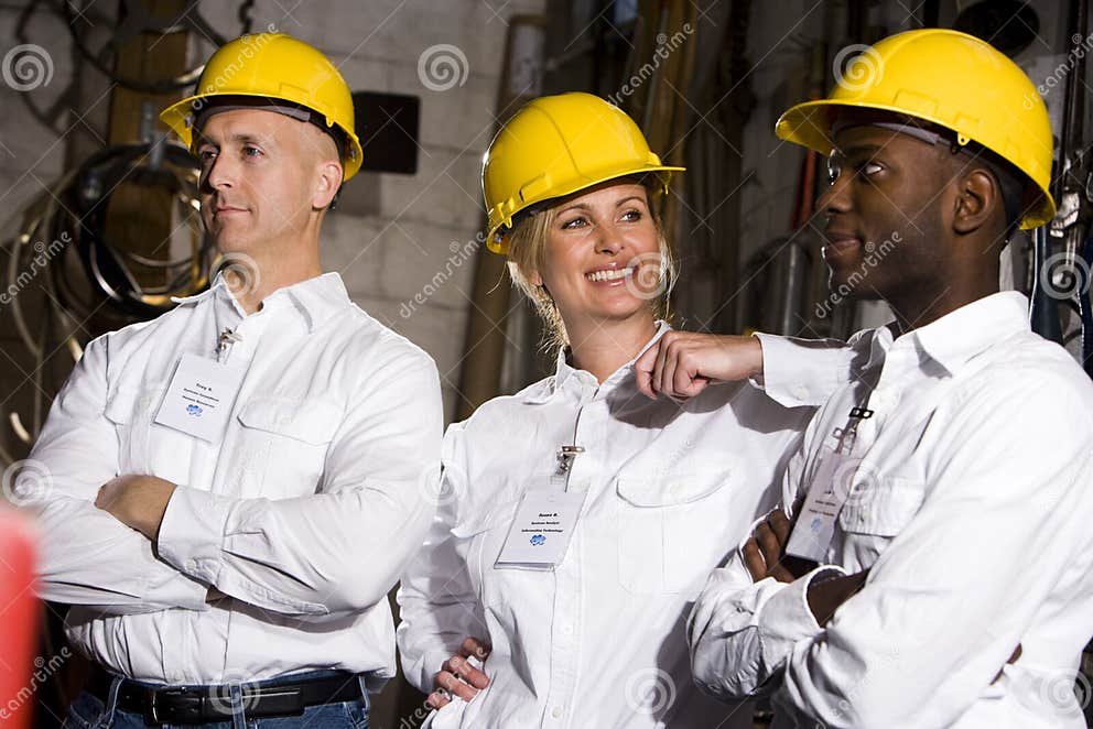 Colleagues in Maintenance Room Stock Image - Image of management ...