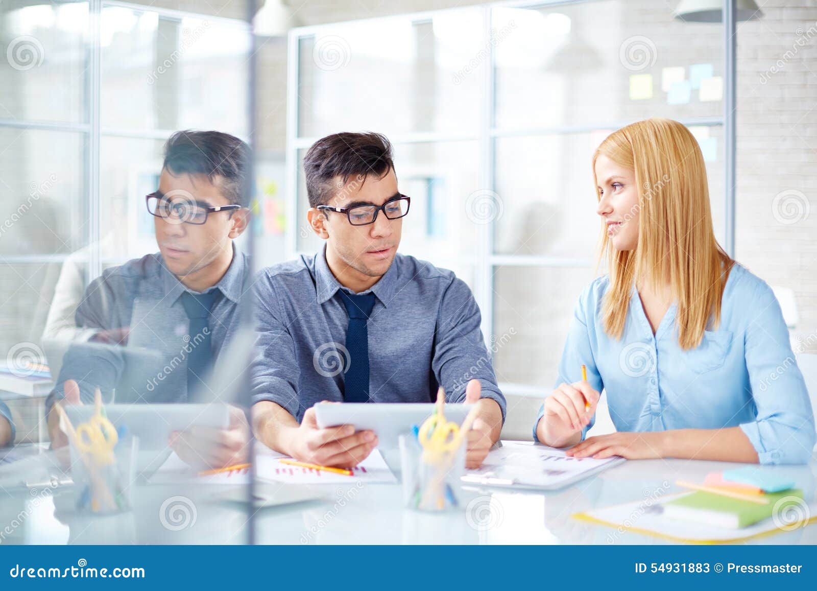 Colleagues in office stock image. Image of corporate - 54931883