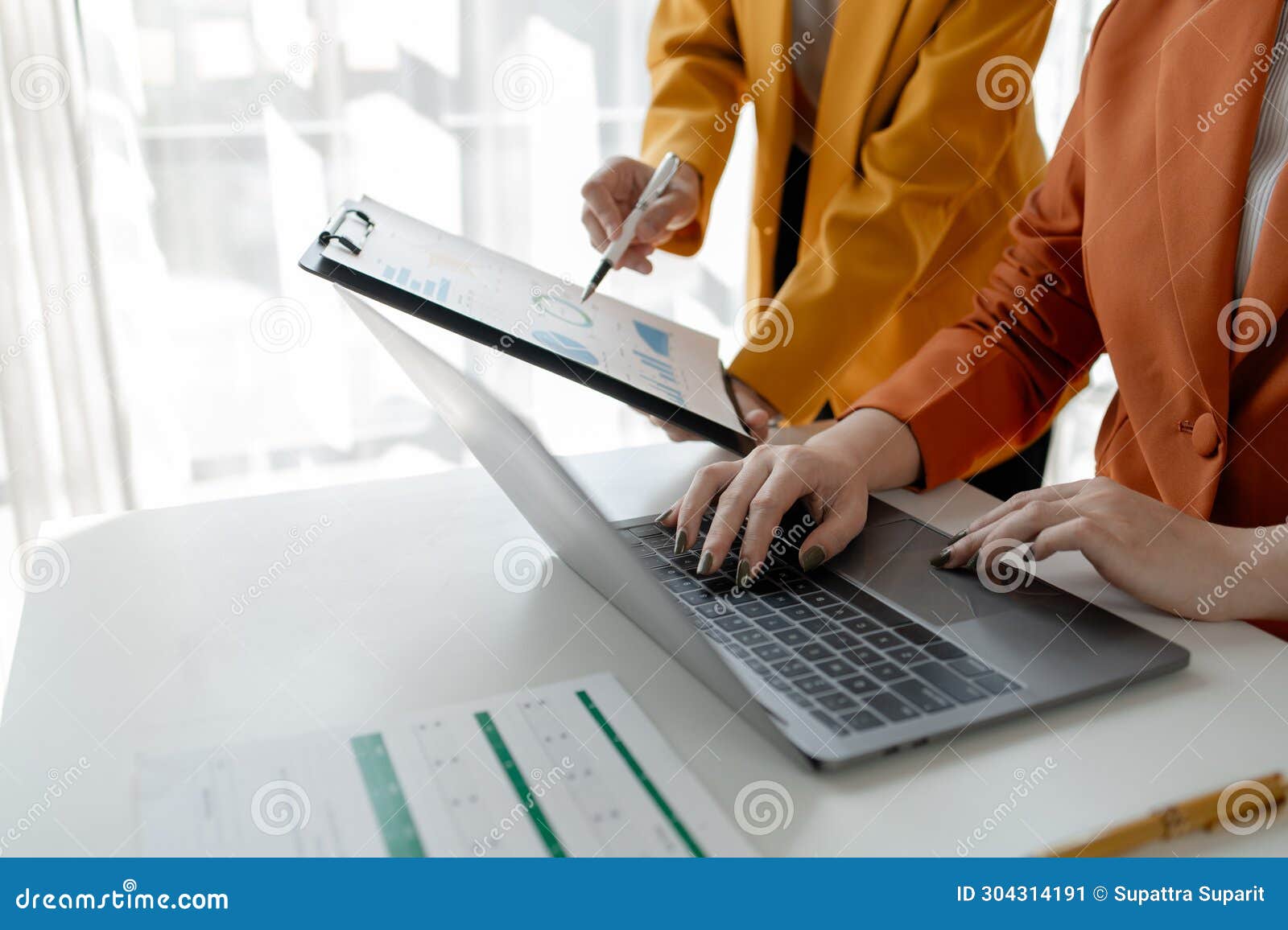 Colleagues Problem Solving at Computer Together, Cheerful ...