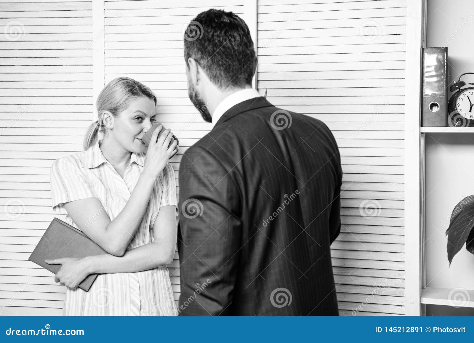 Colleagues Spend Time Coffee Break. Conversation between Colleagues ...