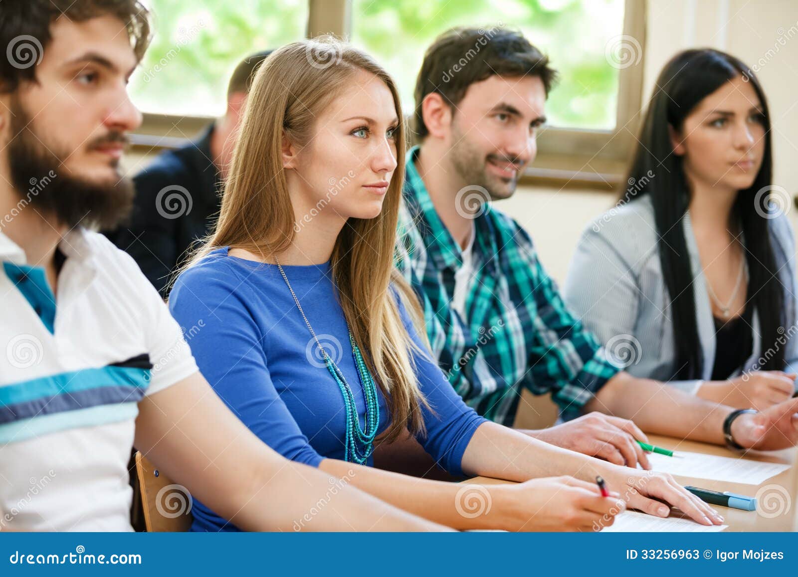 Colleagues Students in Classroom Stock Image - Image of girl, adult ...