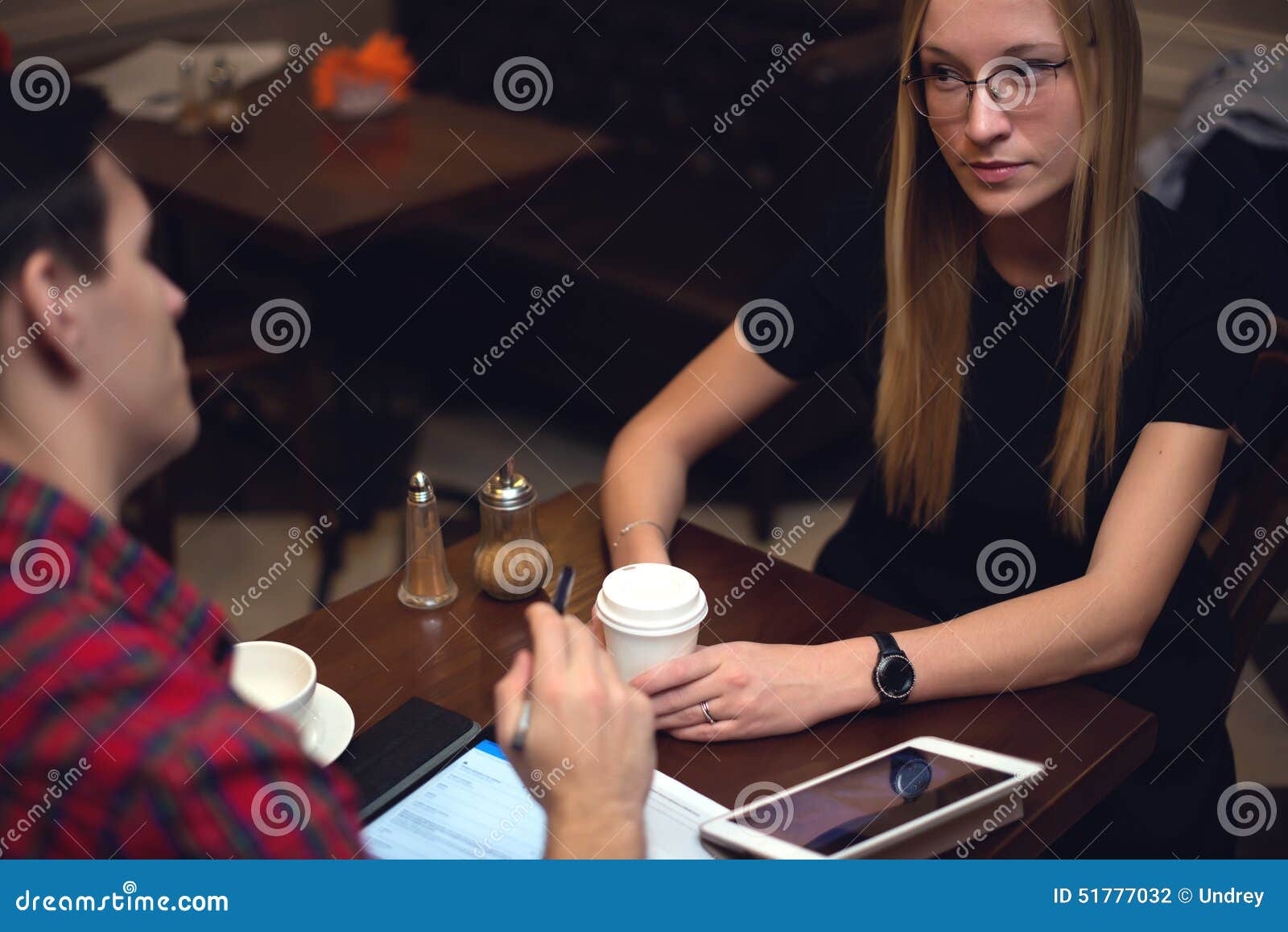 Colleagues Talking during Lunch Drinking Cofee and Stock Photo - Image ...