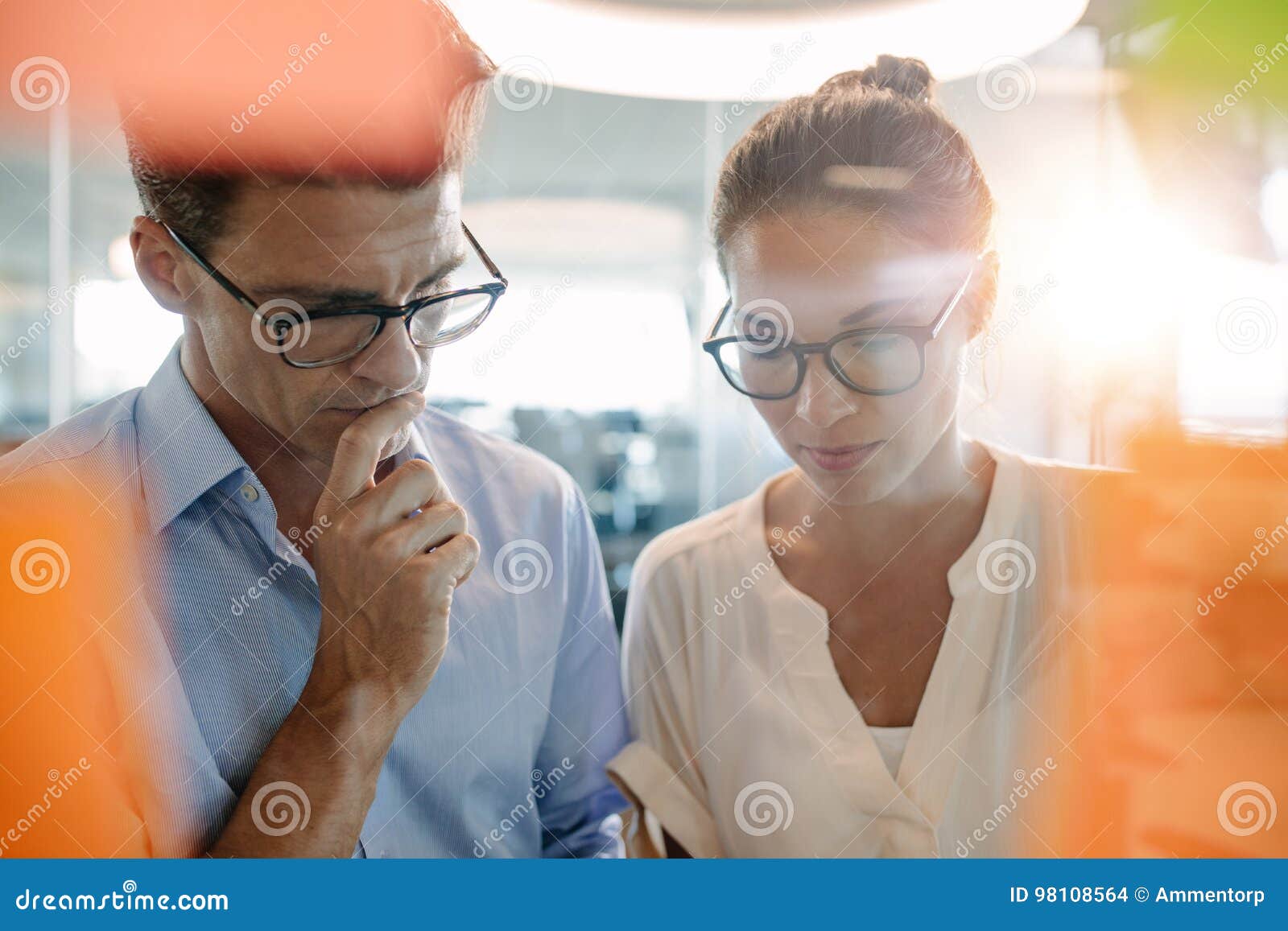 Colleagues Thinking on New Business Ideas in Office Stock Photo - Image ...
