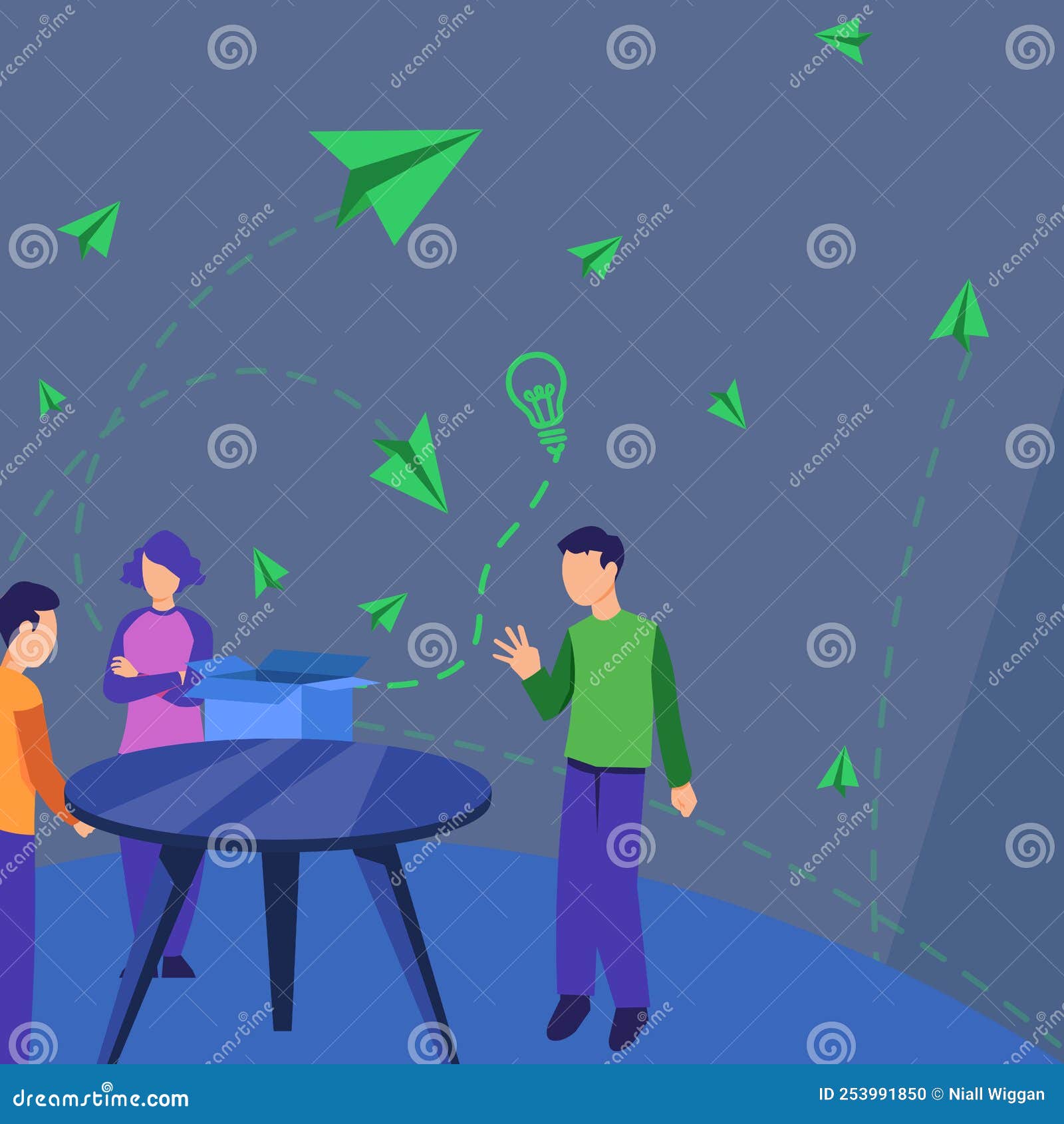 Colleagues Thinking New Innovative Ideas Around Table. Three People ...