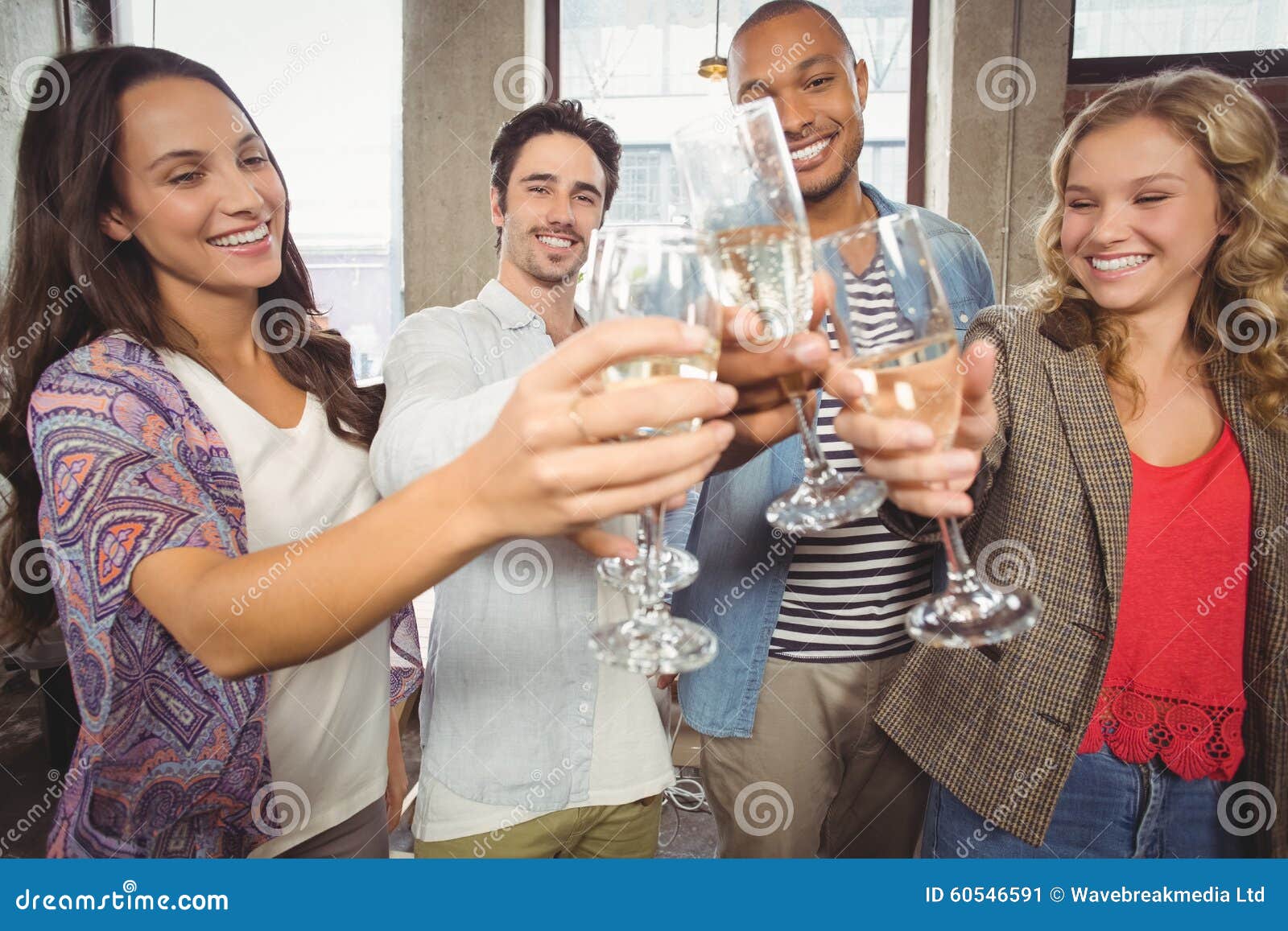 Colleagues Toasting with Champagne in Office Stock Image - Image of ...