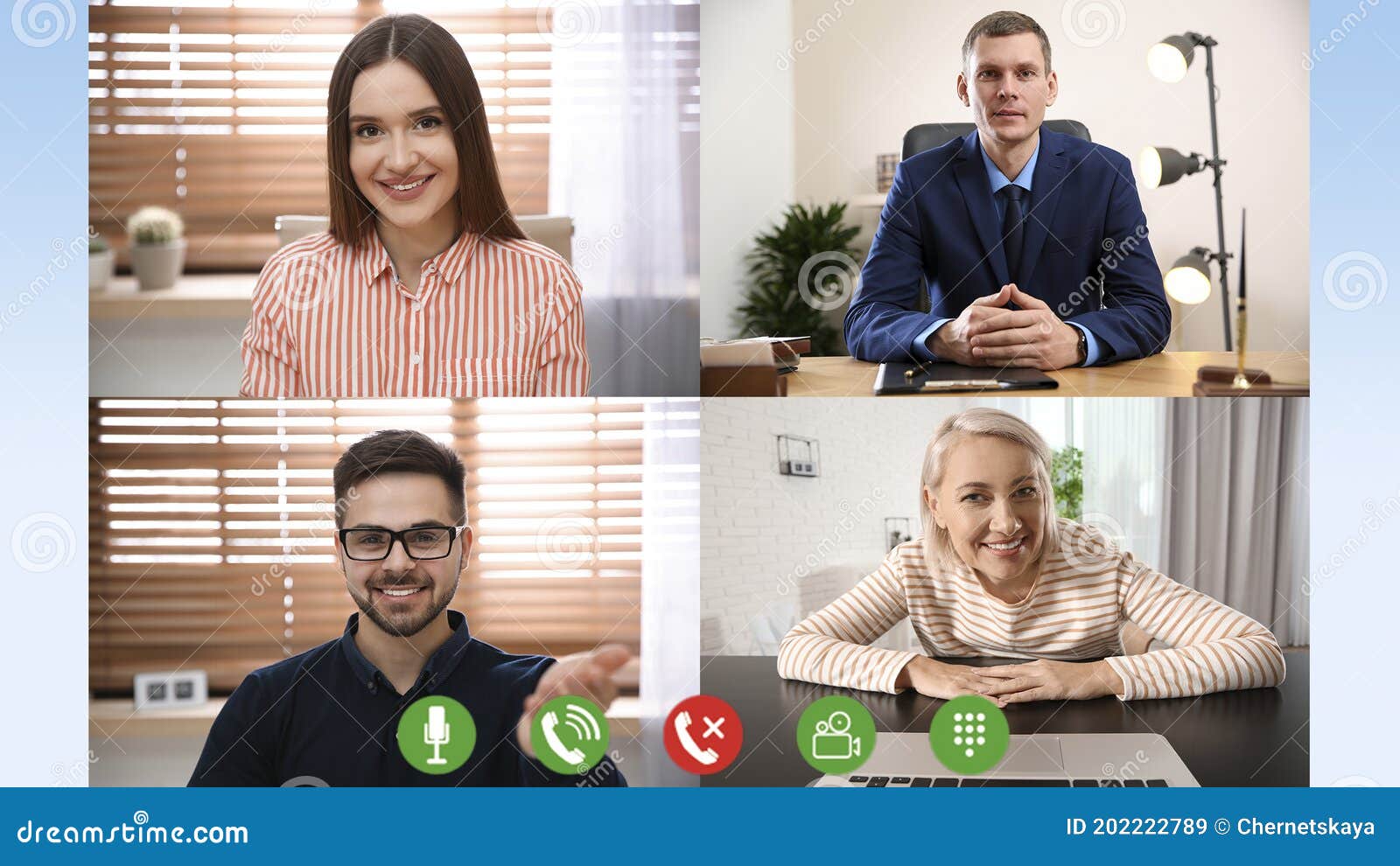 Colleagues Using Video Chat, View from Web Camera. Team Work Stock ...