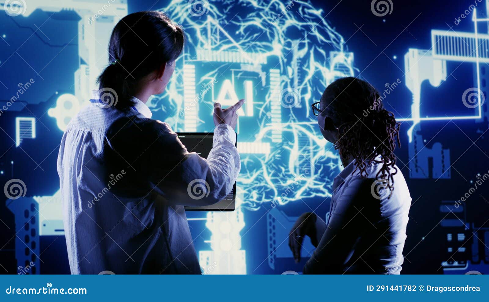 Colleagues working with AI stock footage. Video of digital - 291441782