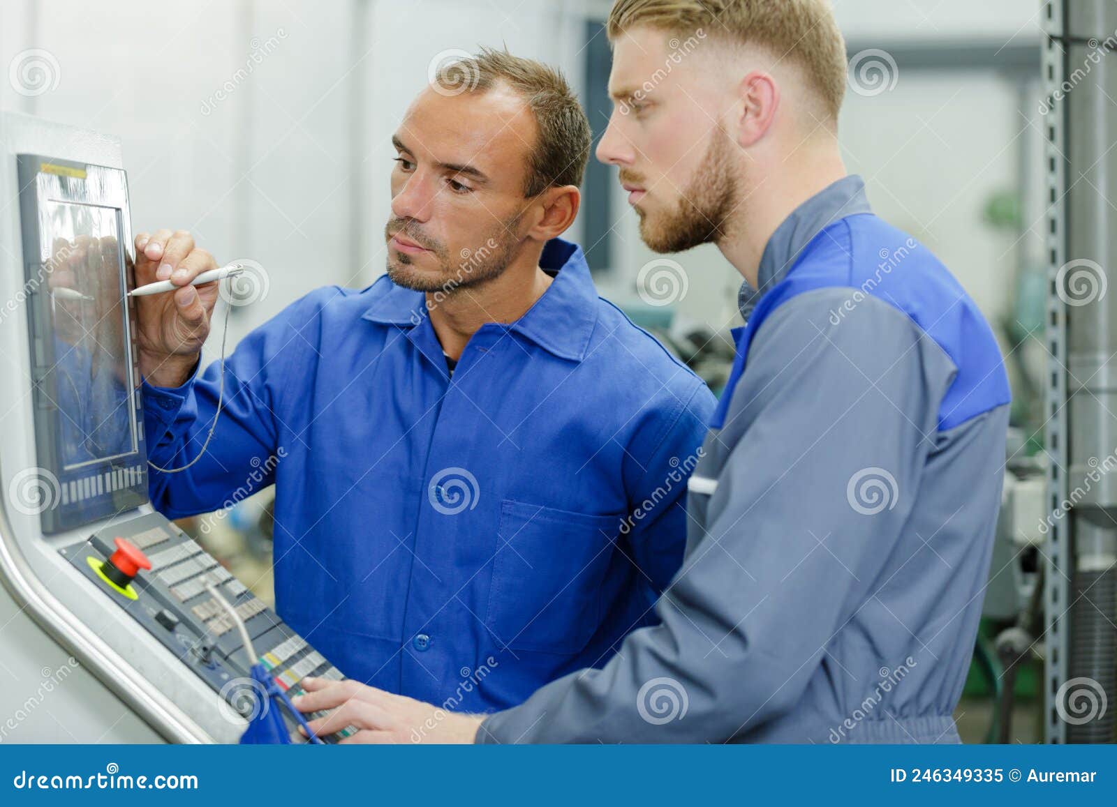 Colleagues Working in Garage Stock Image - Image of equipment, service ...