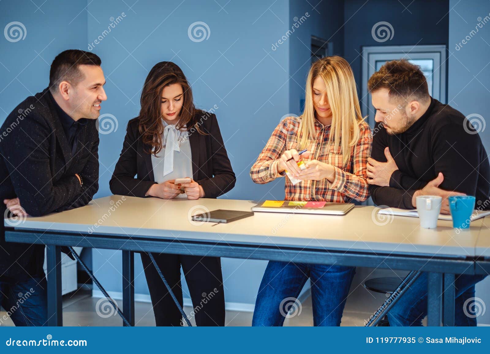 Colleagues Working at the Meeting Table Stock Image - Image of ...
