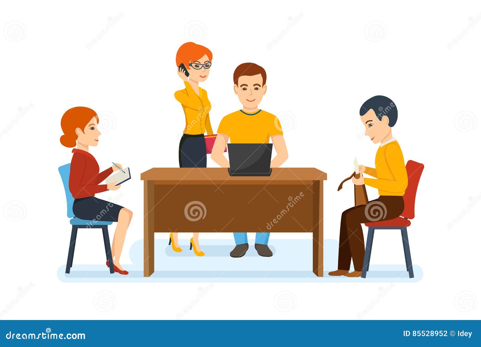 Colleagues, Working in Office, Discussing Work Issues with the Head ...