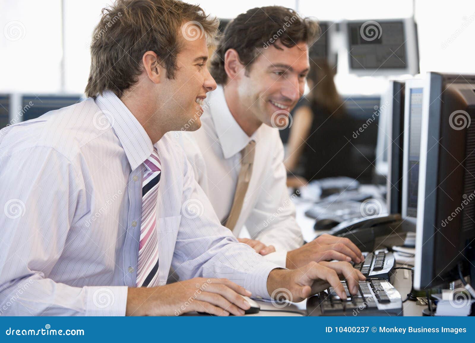 Colleagues Working Together at Computer Stock Image - Image of ...