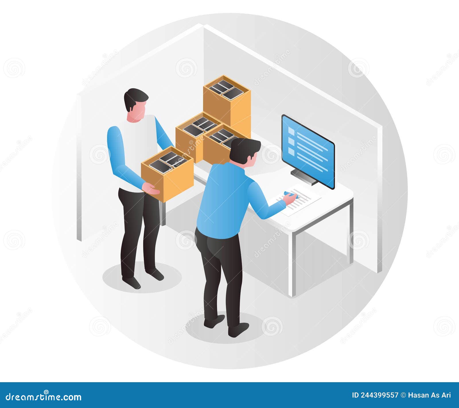 We Collect a Device from a Customer`s Office or Home Stock Vector ...