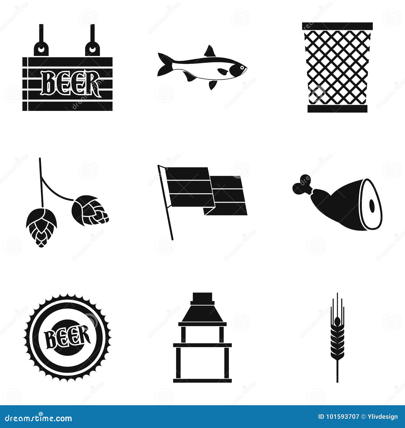 Collect Hops Icons Set, Simple Style Stock Vector - Illustration of ...