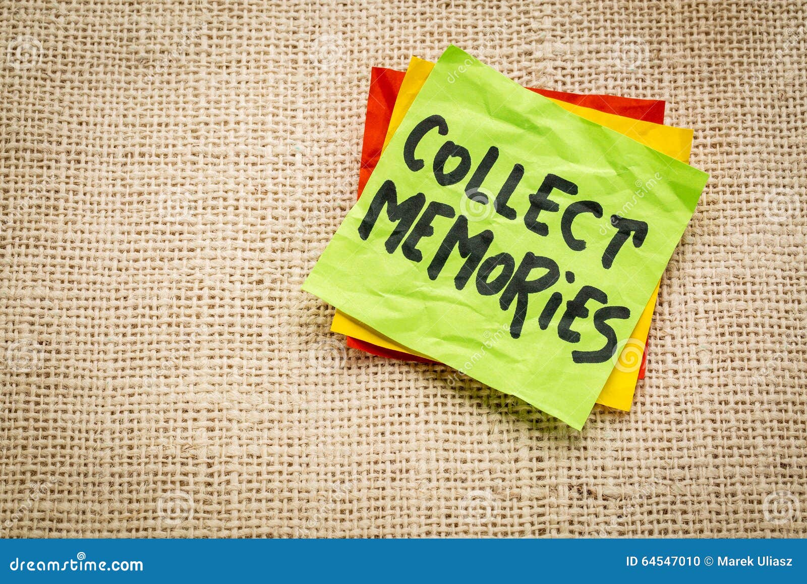 Collect Memories on a Sticky Note Stock Photo - Image of canvas, note ...