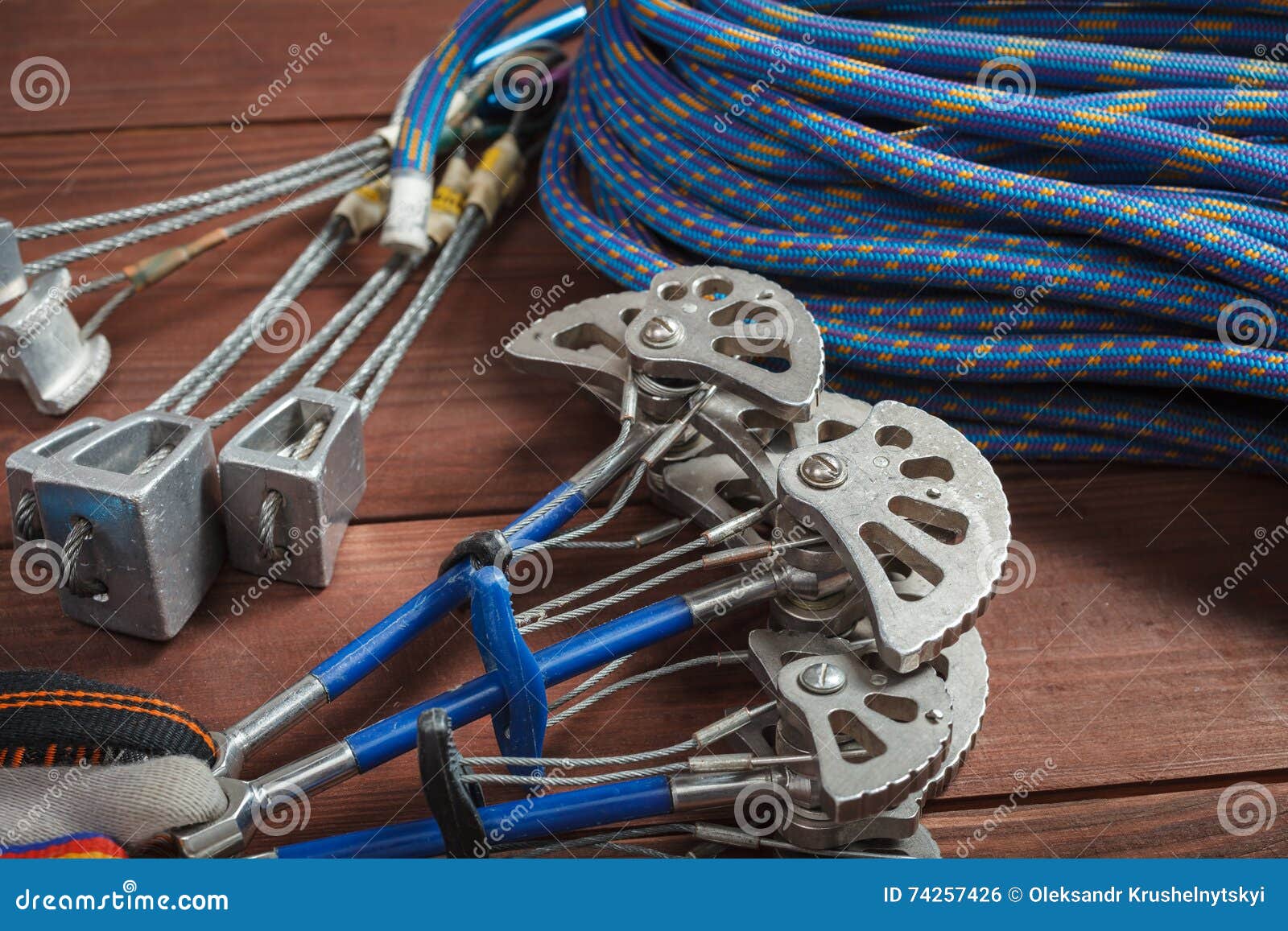 Collected Equipment in the Mountains. Stock Photo - Image of harness ...