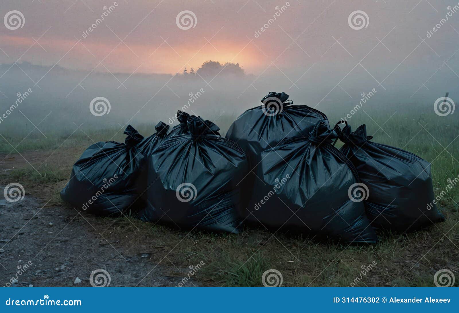 Collected Garbage on the Side of the Road, Environmental Pollution ...