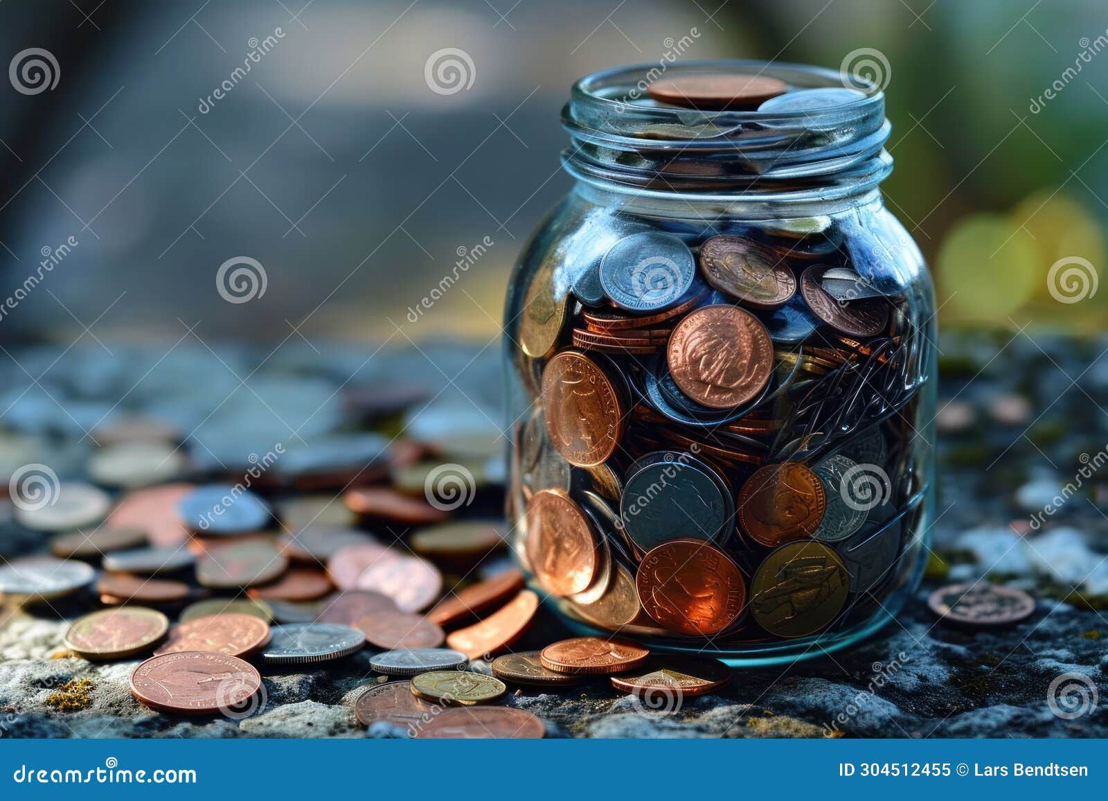Collecting Coins in Glass Jar - AI Generated Stock Illustration ...
