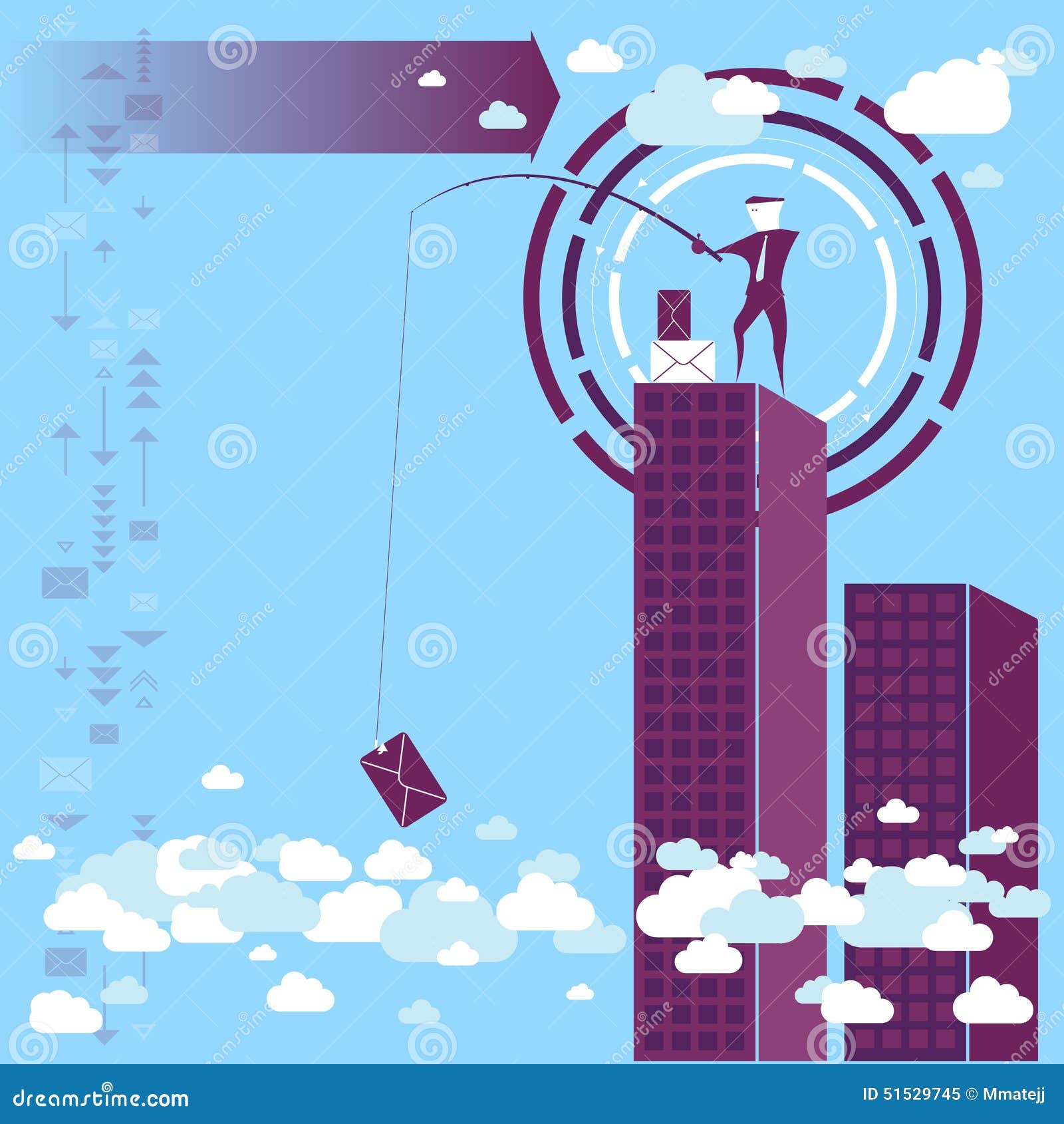 Collecting data from cloud stock vector. Illustration of building ...